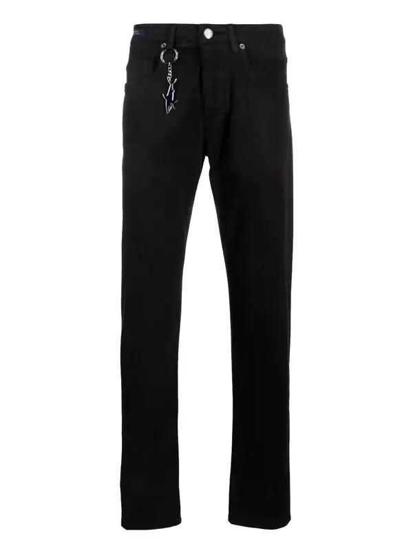 Paul & Shark Slim-cut Trousers With Keyring Detail - Black