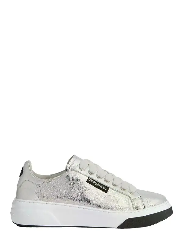 Dsquared2 Metallic-finish Lace-up Sneakers - Silver