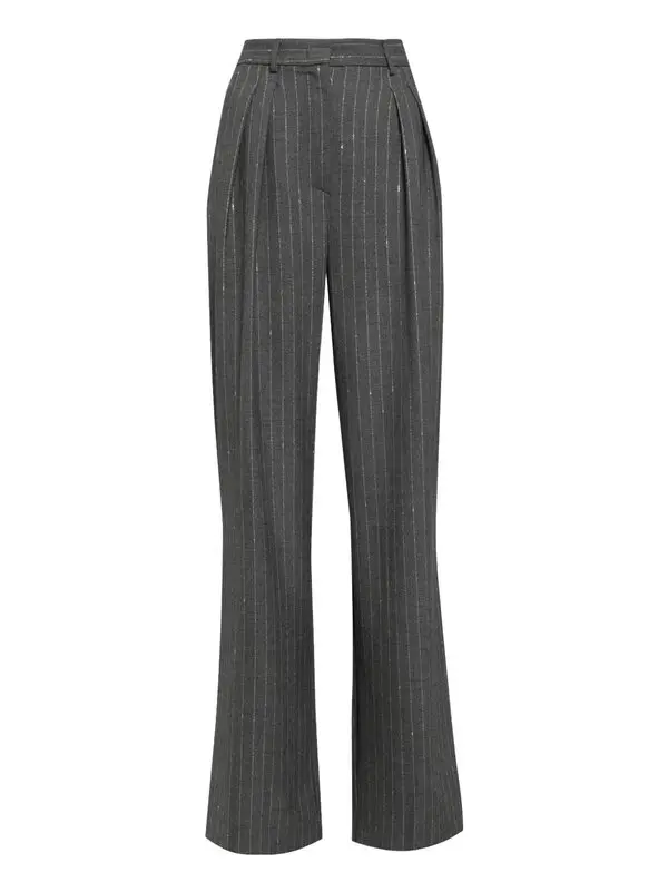 SIMONA CORSELLINI Pinstriped Wide Leg Trousers - Grey