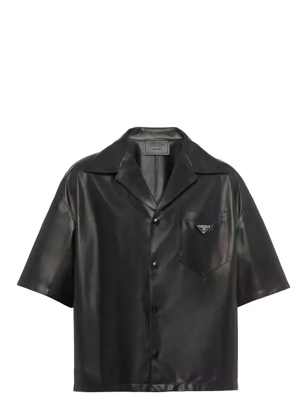 Prada Nappa-leather Bowling Shirt - Black