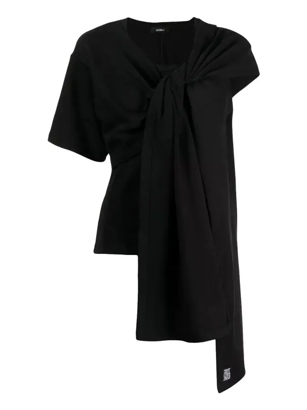 Goen.j Asymmetric Knot-detail T-shirt - Black