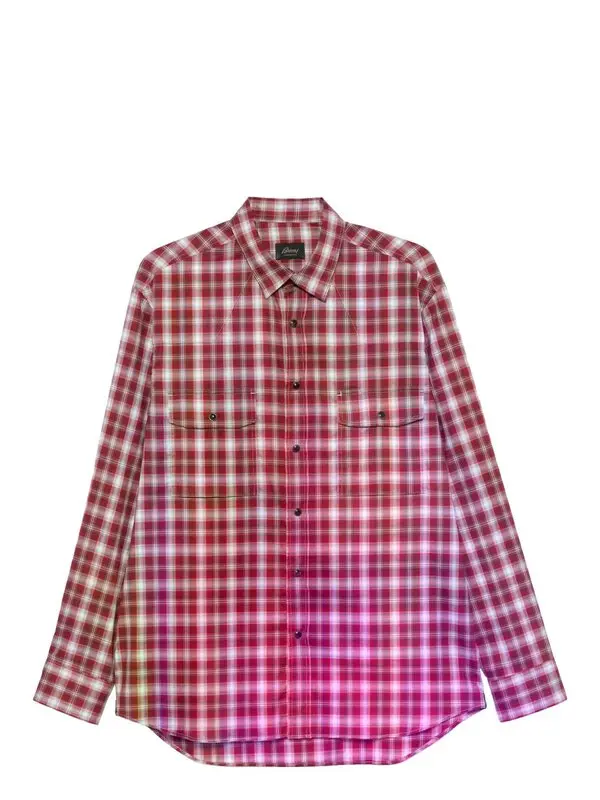 Brioni Checked Shirt - Red
