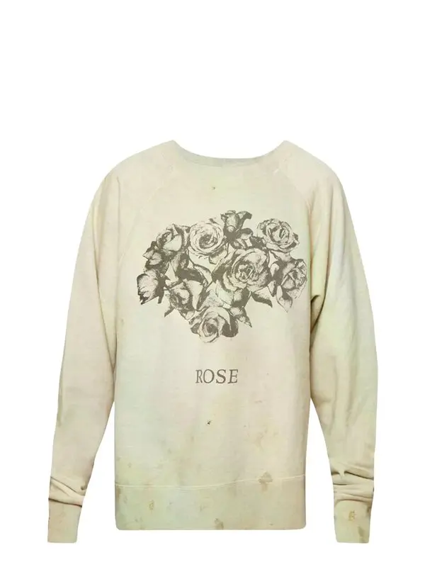 SAINT MXXXXXX Rose-print Crew-neck Sweatshirt - Neutrals