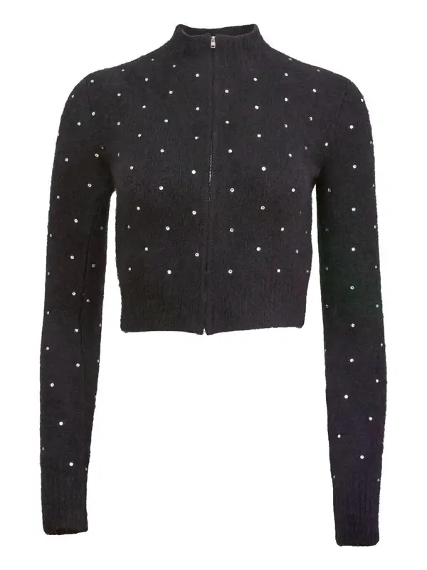 FLEUR DU MAL Embellished Zip-up Cardigan - Black