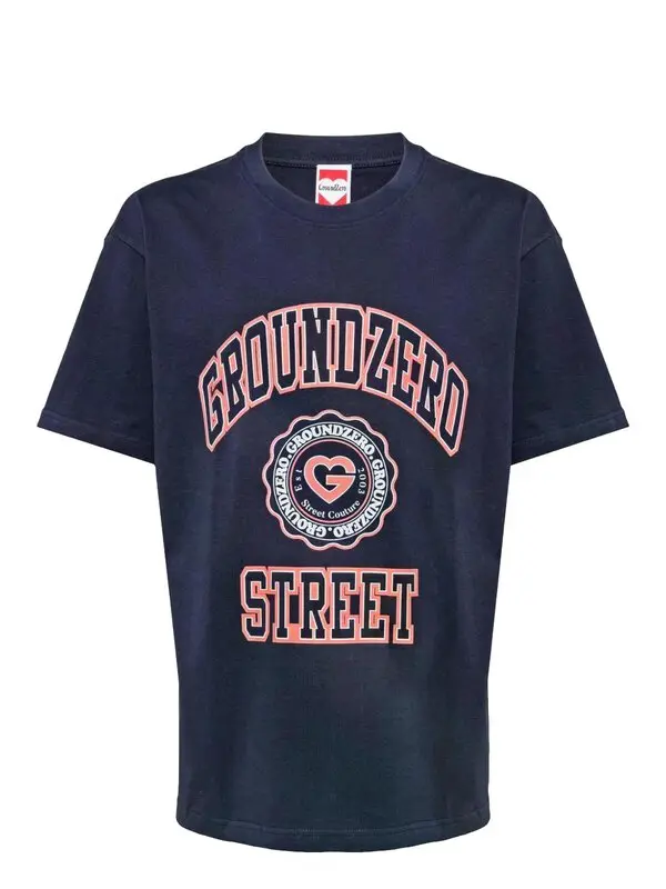 GROUND ZERO Graphic-print Cotton T-shirt - Blue
