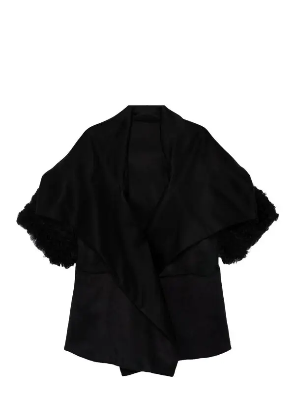 Alberta Ferretti Shearling-trim Alpaca Wool-blend Cape - Black
