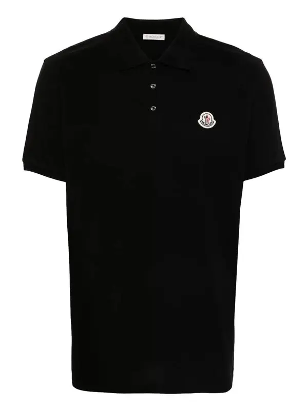 Moncler Logo-appliqué Piqué Polo Shirt - Black
