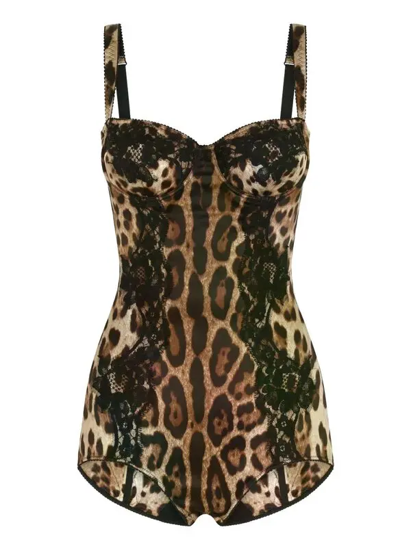 Dolce & Gabbana Leopard-print Balconette Bodysuit - Brown