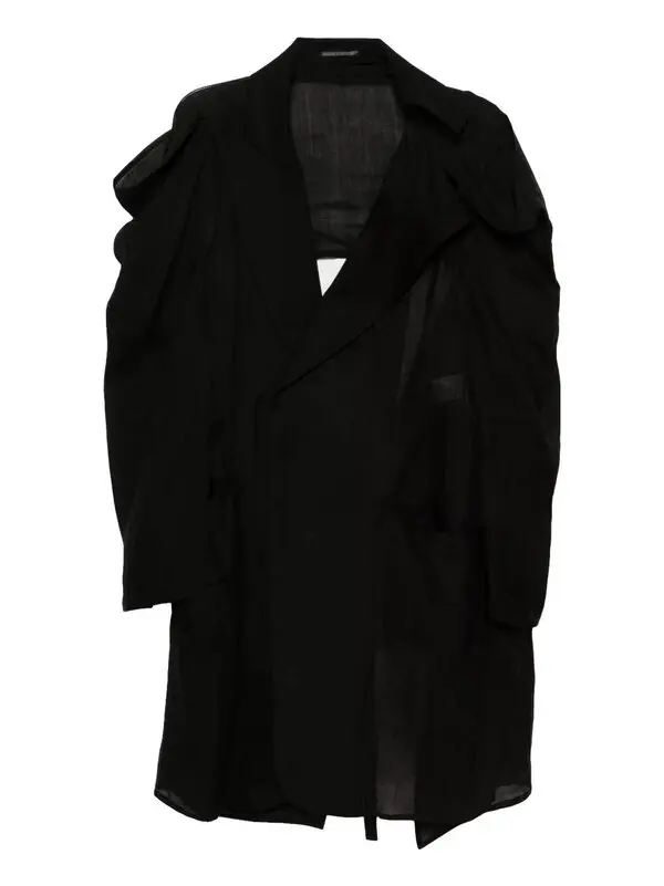 Yohji Yamamoto Twill Belted Blazer - Black