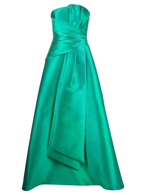 Alberta Ferretti Gathered-detail Strapless Gown - Green