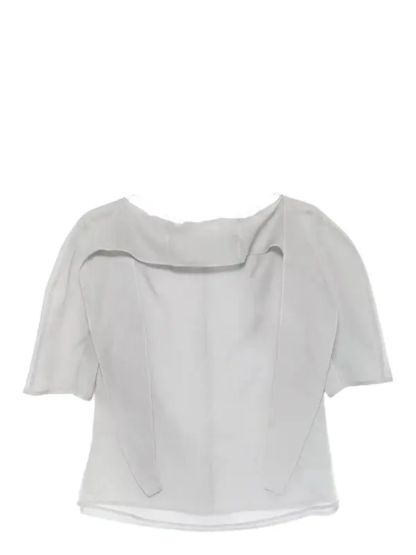 AMOMENTO Knotted-collar Blouse - Grey