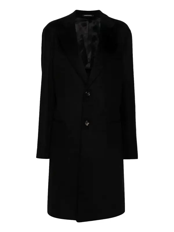 Emporio Armani Felted Wool-blend Coat - Black
