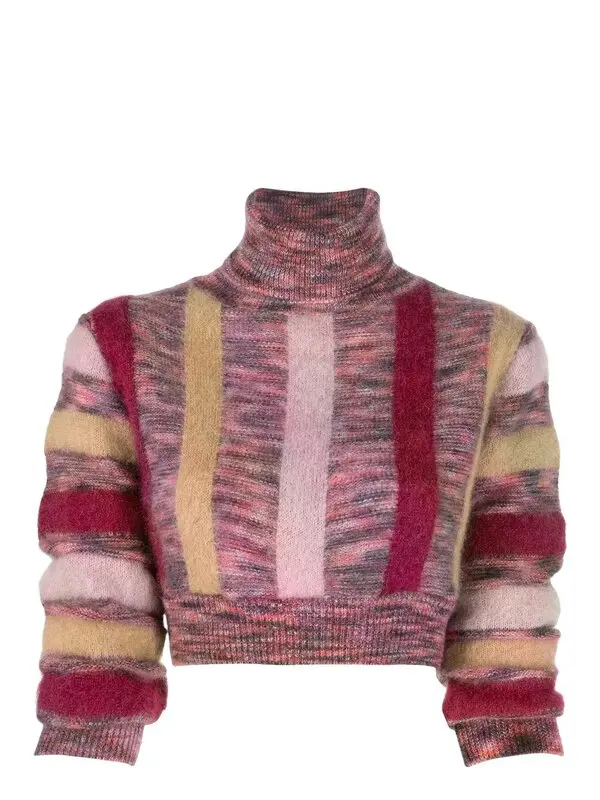 Dsquared2 Striped Roll-neck Crop Jumper - Red