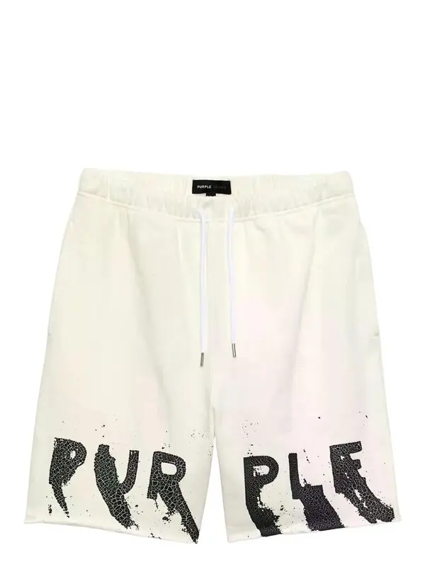 PURPLE BRAND Logo-print Cotton Shorts - White