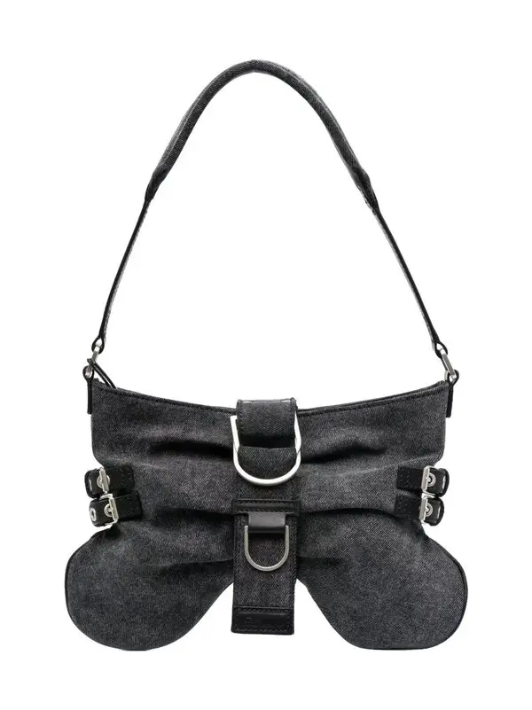 Blumarine Butterfly Leather Shoulder Bag - Grey