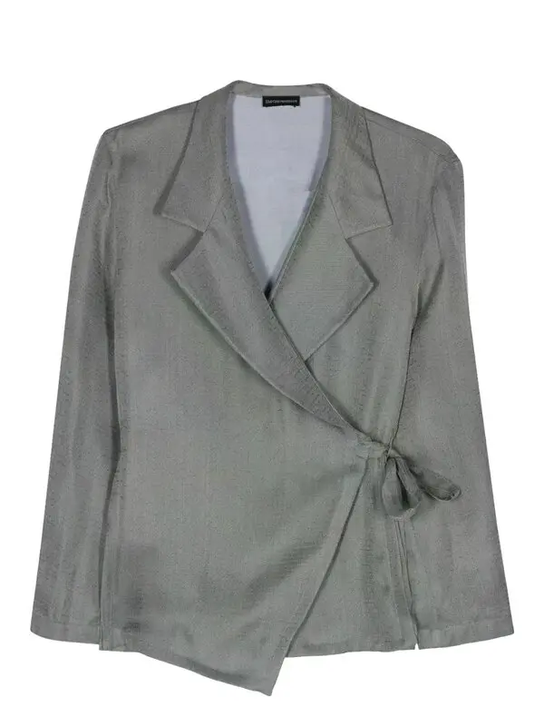 Emporio Armani Patterned Jacquard Wrap Blazer - Grey