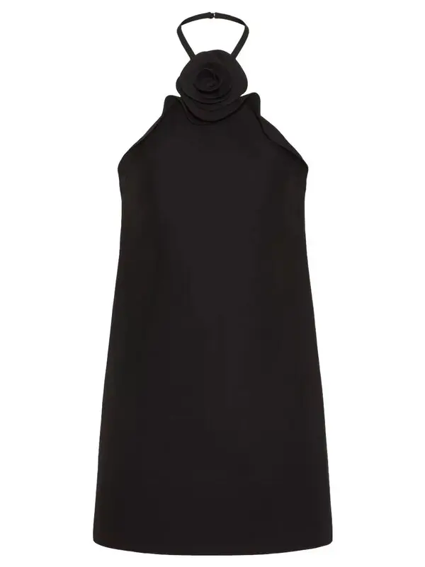 Valentino Garavani Floral-appliqué Halterneck Dress - Black