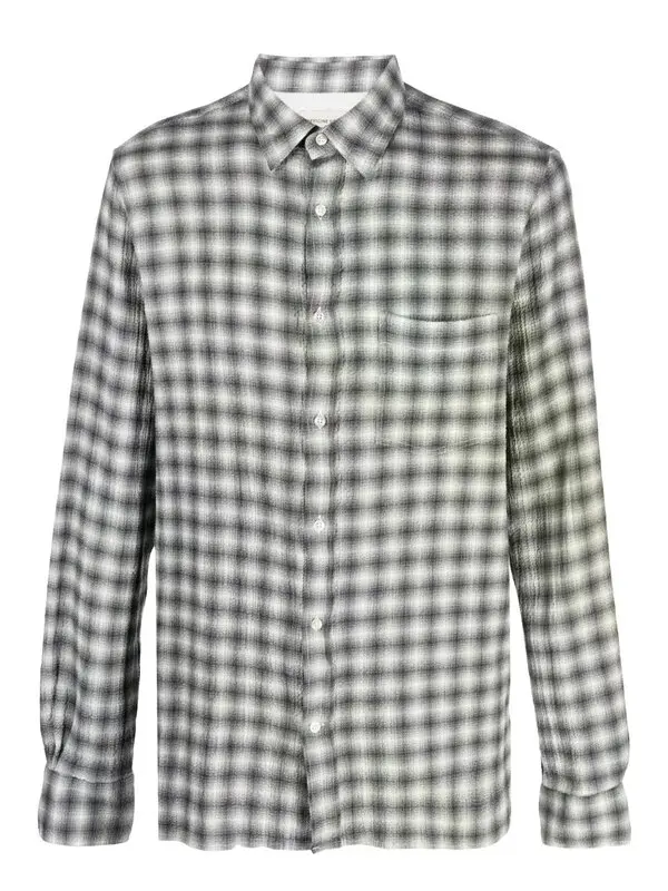 Officine Générale Graphic-print Seersucker Shirt - Grey