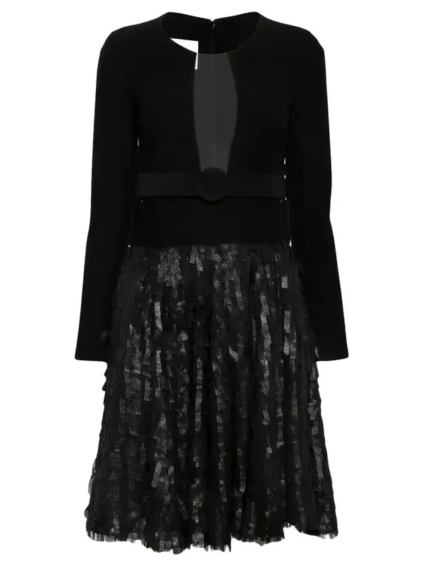 GEMY MAALOUF Belted Fringed Midi Dress - Black