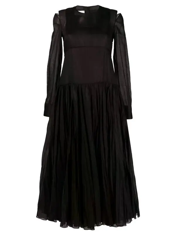JIL SANDER Pleat-detail Midi Dress - Black