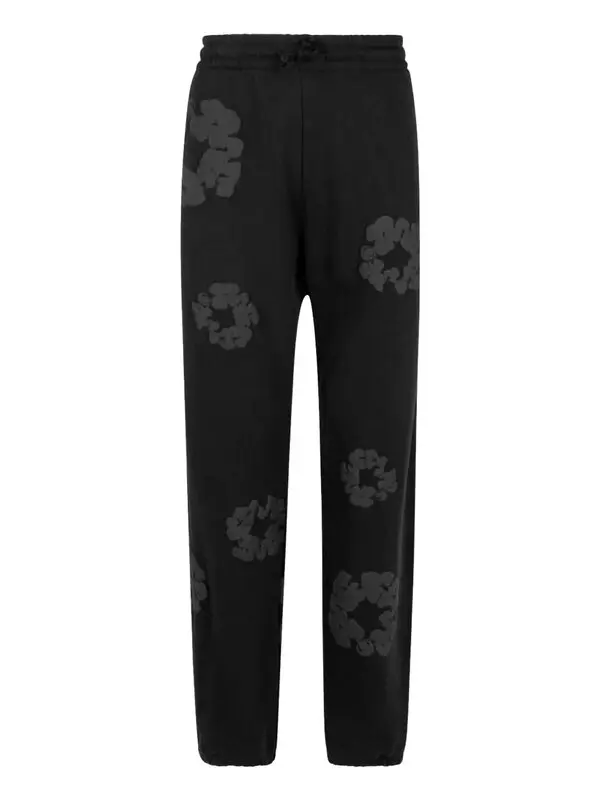 DENIM TEARS Cotton Wreath-print Track Pants - Black