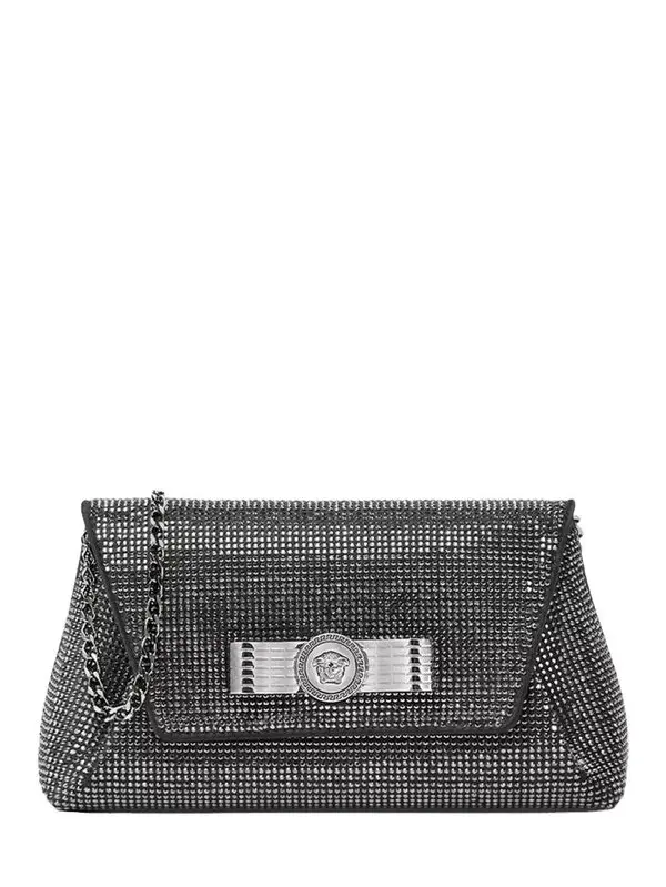 Versace Ribbon Crystal Clutch Bag - Black