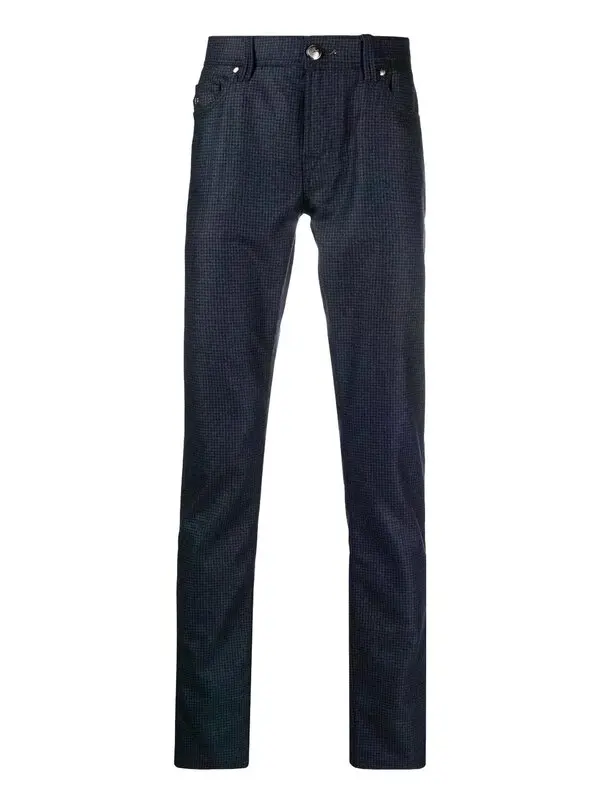 TRAMAROSSA Checked Straight-leg Trousers - Blue