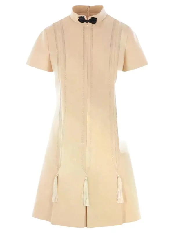Valentino Garavani Tasseled Embroidered Mini Dress - Neutrals