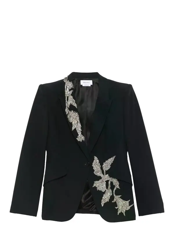 Alexander McQueen Embellished Padded-shoulder Blazer - Black