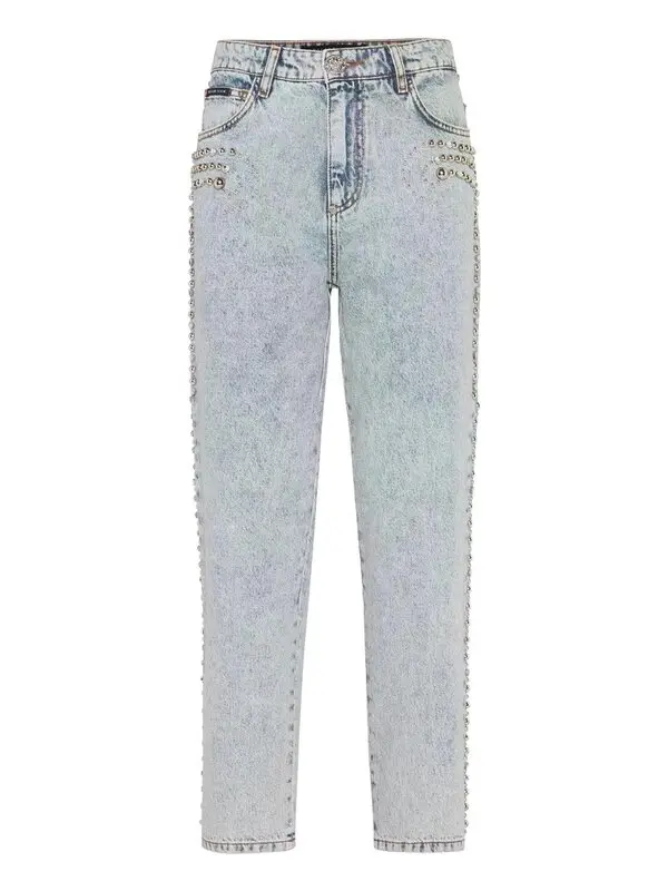 Philipp Plein Logo-patch Cotton Tapered Jeans - Blue