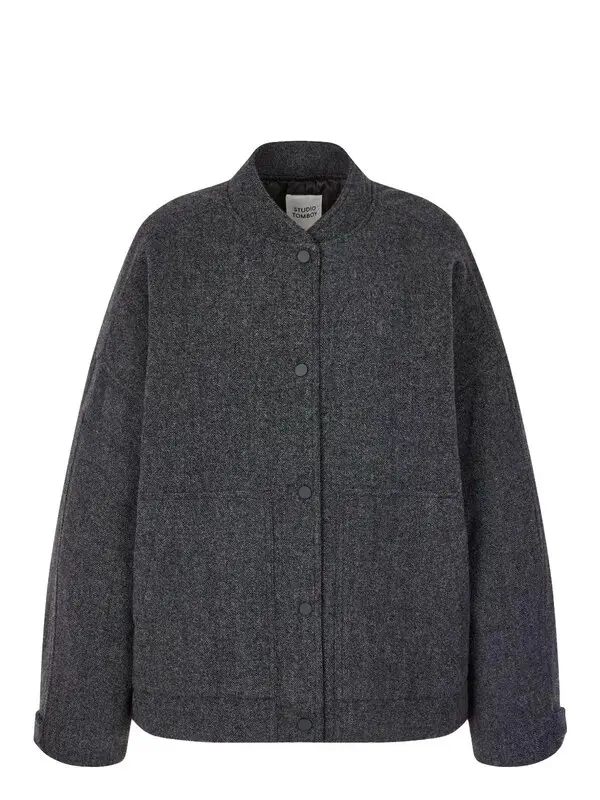 STUDIO TOMBOY Textured Wool-blend Press-stud Jacket - Grey