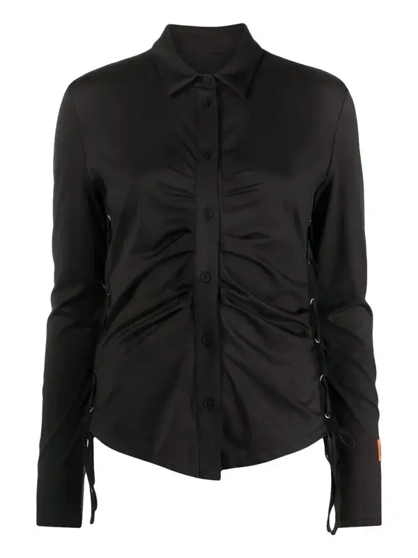 Heron Preston Lace-up Ruched Shirt - Black