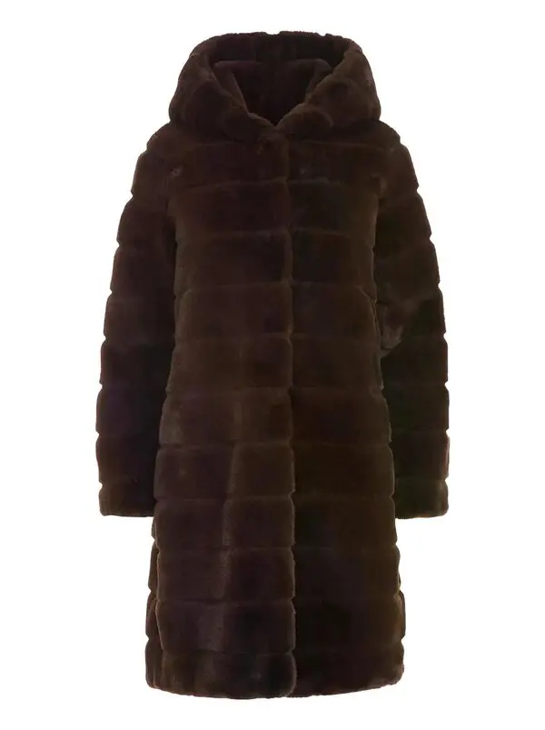 Apparis Faux-fur Hooded Coat - Brown