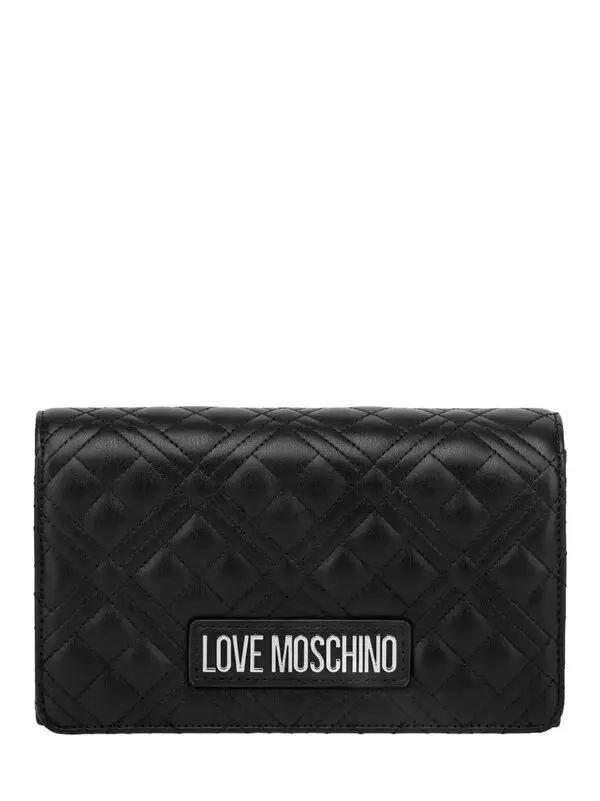 Moschino Logo-lettering Quilted Crossbody Bag - Black