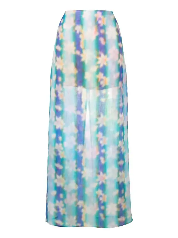 Nina Ricci Floral-print Straight Maxi Skirt - Blue