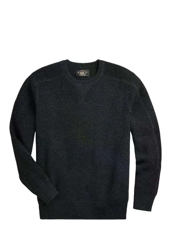 Ralph Lauren Waffle Crewneck Long Sleeve Pullover - Black