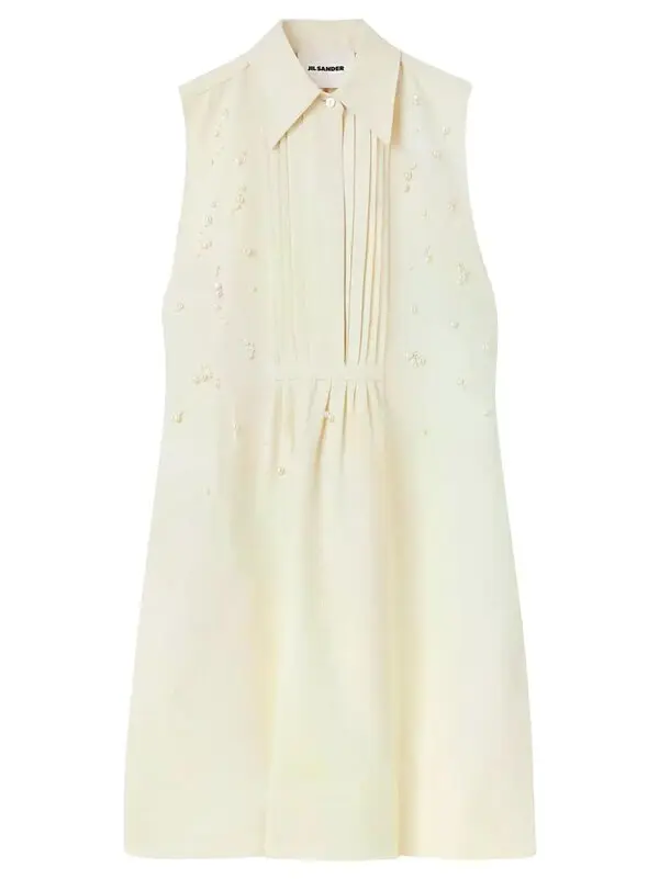 JIL SANDER Pearl-embroidered Shirt Dress - Neutrals