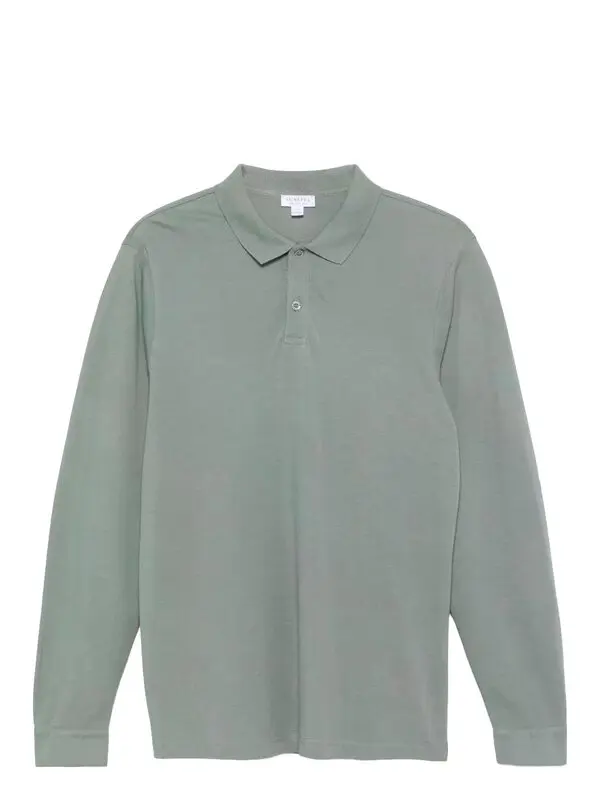 Sunspel Long-sleeve Piqué Polo Shirt - Green