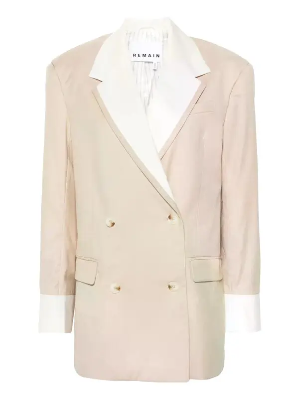 Remain Birger Christensen Two-tone Double-breasted Blazer - Neutrals