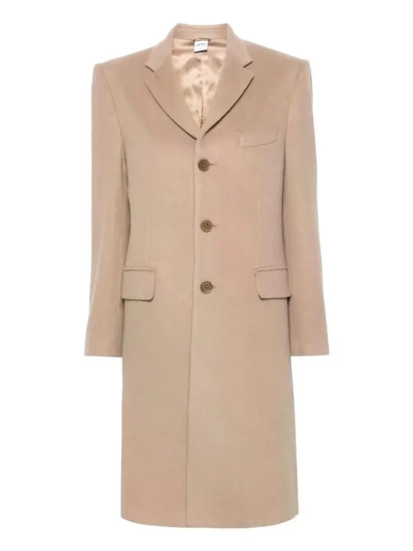 Aspesi Single-breasted Alpaca Wool-blend Coat - Neutrals