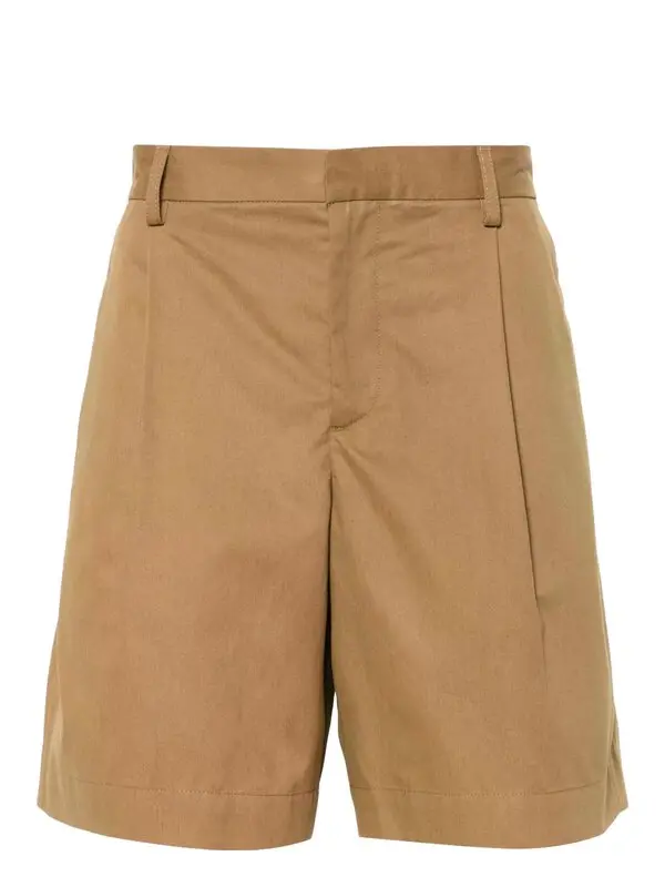 A.p.c. Pleated Cotton Shorts - Brown