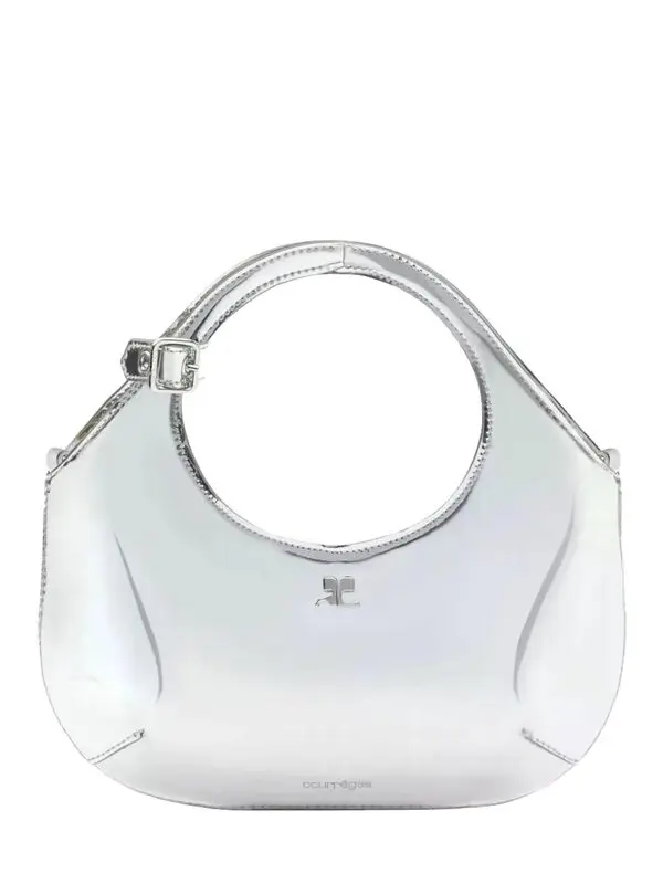 COURREGES Mini Holy Metallic-effect Tote Bag - Silver