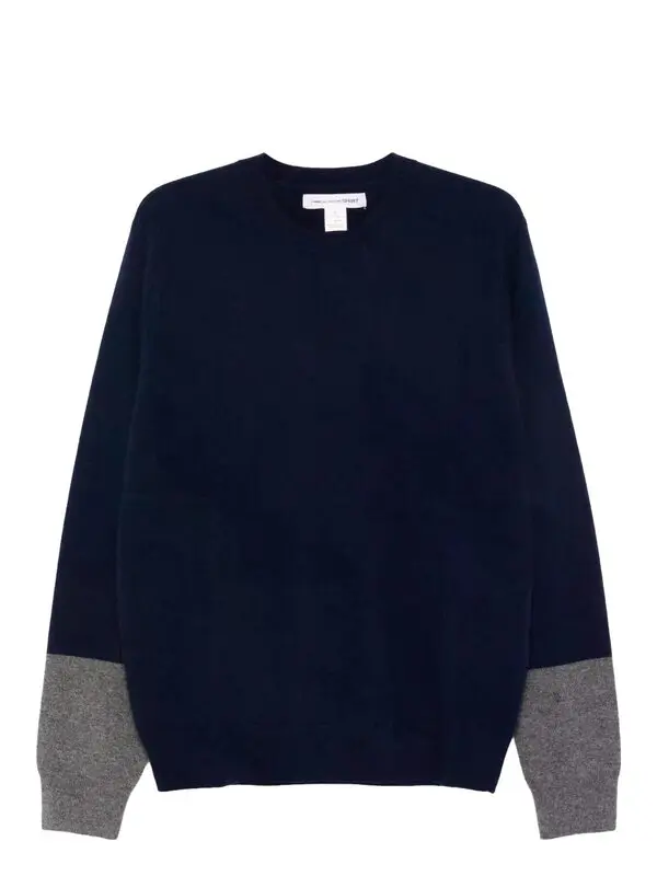 Comme Des Garçons Colour-block Lambswool Sweater - Blue