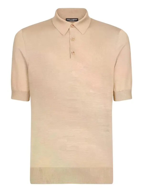 Dolce & Gabbana Short-sleeve Silk Polo Shirt - Neutrals