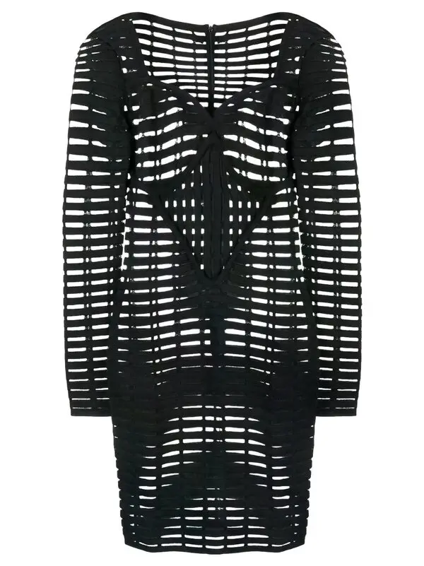 GENNY Open-knit Bustier Mini Dress - Black