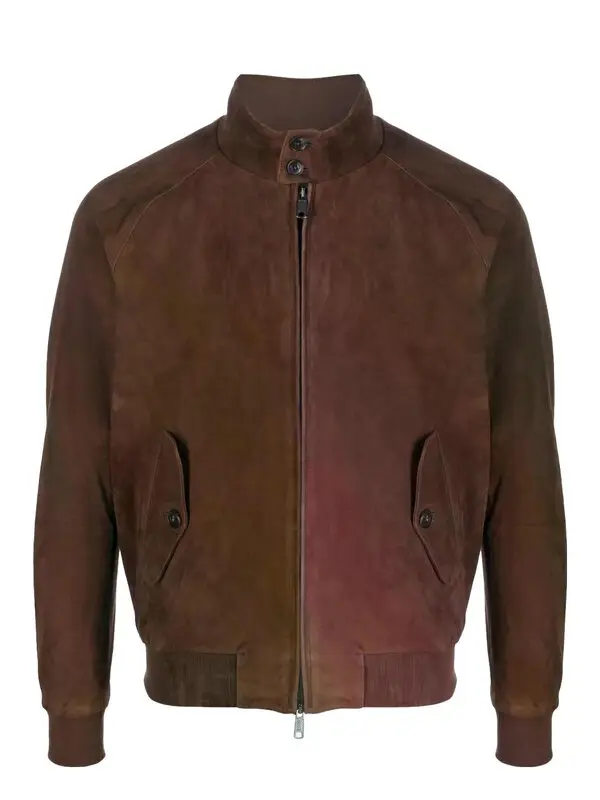 BARACUTA G9 Harrington Panelled Suede Jacket - Brown
