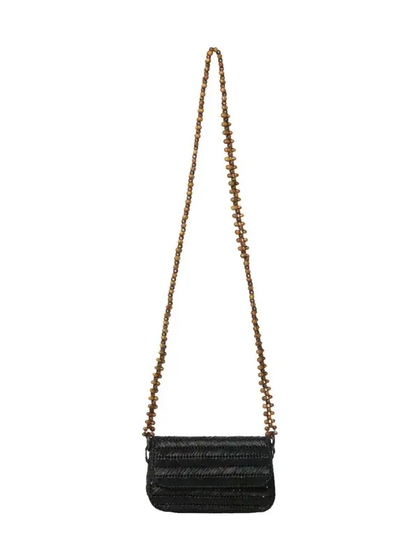 0711 TBILISI Mini Raffia Cross Body Bag - Black