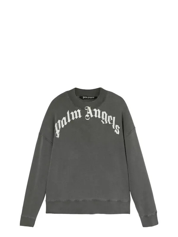 Palm Angels Logo-print Cotton Sweatshirt - Grey