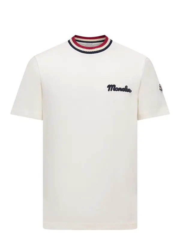 Moncler Embroidered Logo Cotton T-shirt - White
