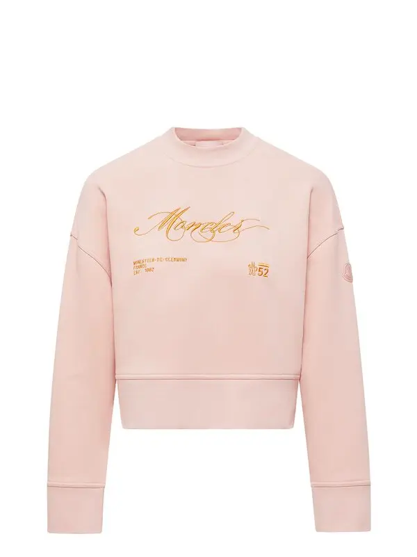 Moncler Embroidered Cotton Fleece Sweatshirt - Pink